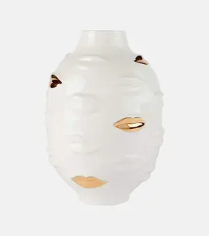 Jonathan Adler Gilded Gala Porcelain Vase - White