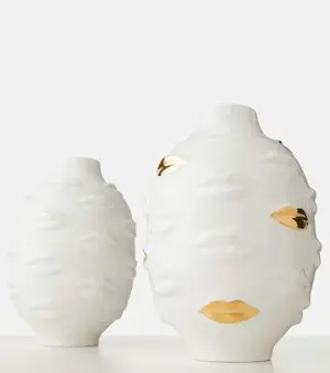 Jonathan Adler Gilded Gala Porcelain Vase - White