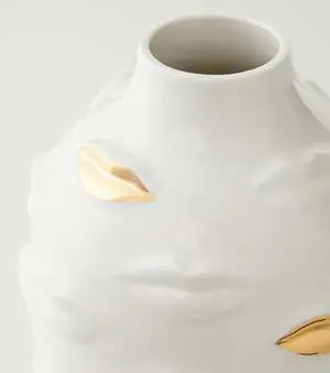 Jonathan Adler Gilded Gala Porcelain Vase - White