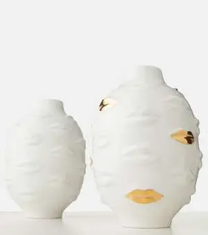 Jonathan Adler Gilded Gala Porcelain Vase - White