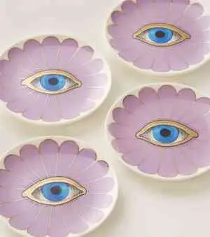 Jonathan Adler Fleur Set Of 4 Ceramic Coasters