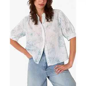 Whistles Pineapple-print Textured Cotton-blend Shirt - Cream