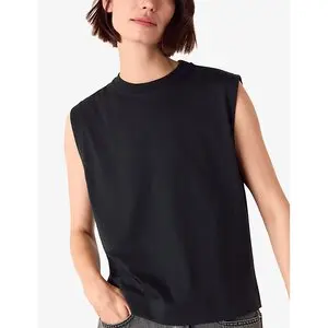 Whistles Edie Round-neck Sleeveless Vest - Black