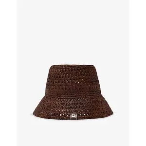 Maje Logo Raffia Bucket Hat - Brown