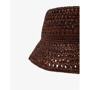 Maje Logo Raffia Bucket Hat - Brown