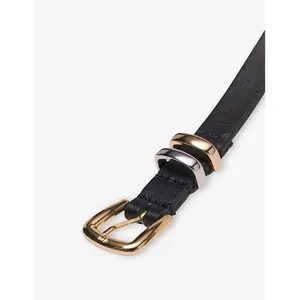 Maje Square-buckle Slim Leather Belt
