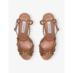 AQUAZZURA Tequila 85 Heeled Leather Sandals - Brown