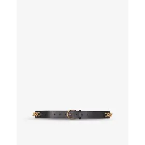Maje Chain-embellished Leather Belt - Black