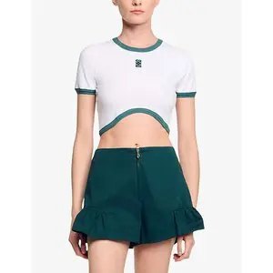 Sandro Logo-embroidered Cropped Top