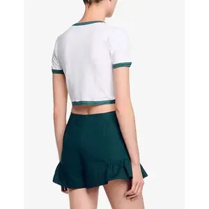 Sandro Logo-embroidered Cropped Top