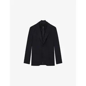 REISS Patch Gilet-insert Regular-fit Woven Blazer - Navy