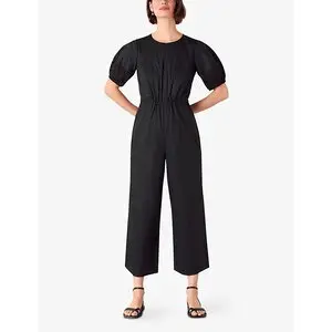 Whistles Broderie-trim Cotton-poplin Jumpsuit
