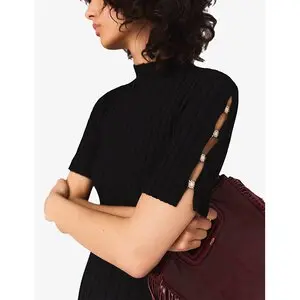 Maje Clover-embellished Knit Mini Dress