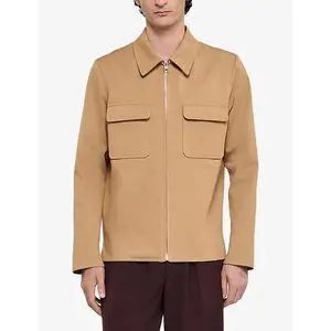 Sandro Flap-pockets Straight-fit Cotton Jacket - Camel