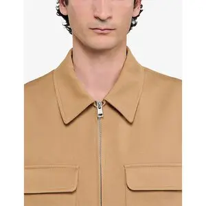 Sandro Flap-pockets Straight-fit Cotton Jacket - Camel