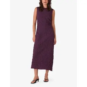 Whistles Lori Round-neck Textured Midi Dress - Purple