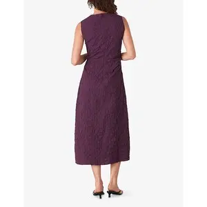 Whistles Lori Round-neck Textured Midi Dress - Purple