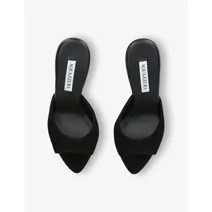 AQUAZZURA Bisous 85 Suede Mules - Black