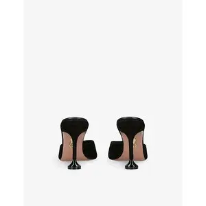AQUAZZURA Bisous 85 Suede Mules - Black