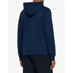 Sandro Cotton-jersey Hoody With Leather Patch - Navy Blue