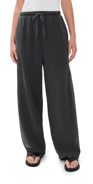 THE ELDER STATESMAN Daily Wide Leg Sweatpants - Coal