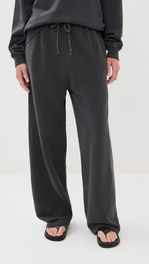 THE ELDER STATESMAN Daily Wide Leg Sweatpants - Coal