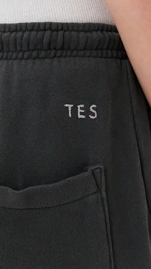 THE ELDER STATESMAN Daily Wide Leg Sweatpants - Coal
