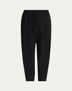 Giorgio Armani Cupro Blend Drawstring Trousers - Black