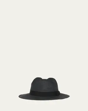 Giorgio Armani Jute Fedora Hat Silver