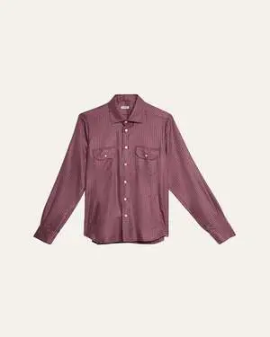 Kiton Cashmere And Silk Small Check Overshirt