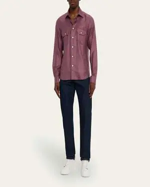 Kiton Cashmere And Silk Small Check Overshirt