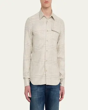 Kiton Baba Tonal Plaid Side-pocket Overshirt