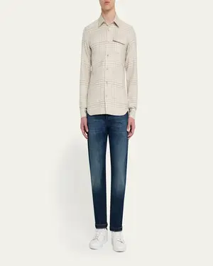 Kiton Baba Tonal Plaid Side-pocket Overshirt