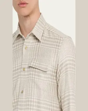 Kiton Baba Tonal Plaid Side-pocket Overshirt