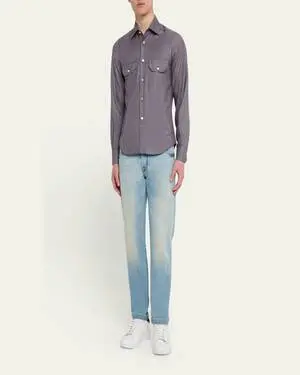 Kiton Cashmere Blend Micro-check Overshirt