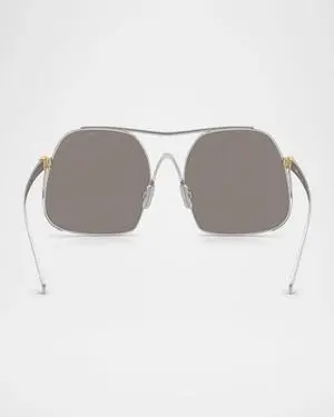 Miu Miu Steel Square Sunglasses - Silver