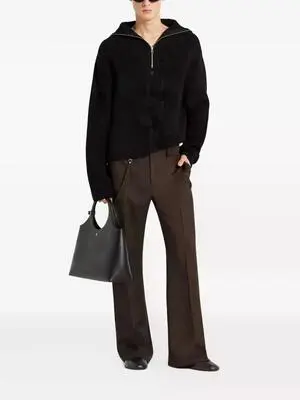 COURREGES Zip-neck Ribbed-knit Sweater