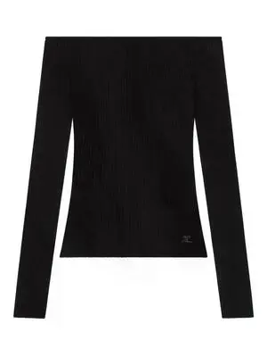 COURREGES Off-shoulder Ribbed Top