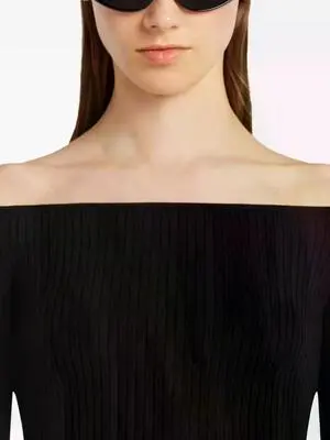 COURREGES Off-shoulder Ribbed Top