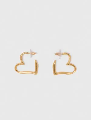 Maje Gold-tone Heart Hoop Earrings - Light Gold