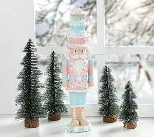 GLITZHOME 18' Christmas Cupcake Nutcracker Tabl E Decor