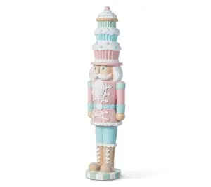 GLITZHOME 18' Christmas Cupcake Nutcracker Tabl E Decor