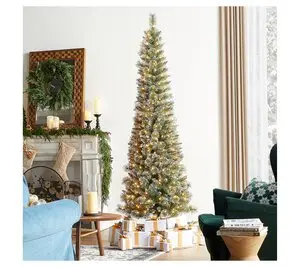 GLITZHOME 7.5' Prelit Cashmere Pine Faux Pencil Christmas Tree - One-color
