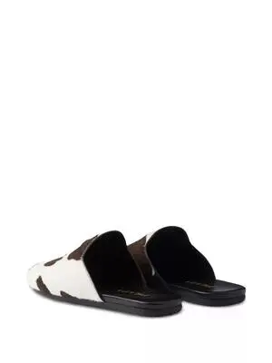 Prada Printed Leather Mules - White