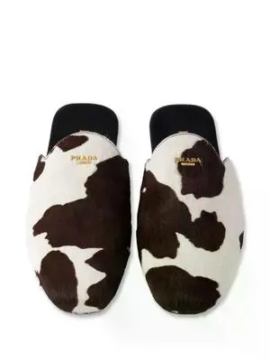 Prada Printed Leather Mules - White