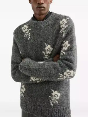JIL SANDER Floral Knit Crew Neck Jumper