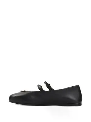 Prada Double-buckle Leather Ballet Flats - Black
