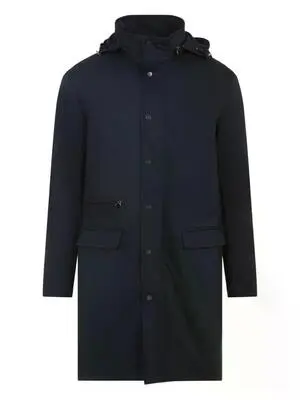 Kiton Button-up Hooded Coat - Blue