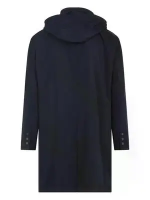 Kiton Button-up Hooded Coat - Blue