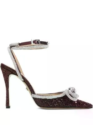 Mach & Mach 110mm Double Bow Crystal-embellished Pumps - Red